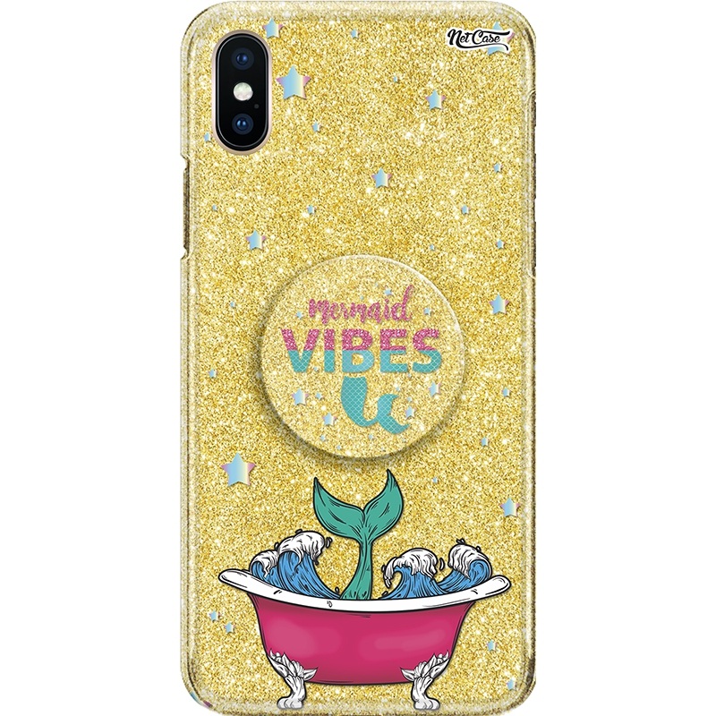 Capa Netcase Glitter + Pop 3in1 Dourado - Mermaid Vibes | Street Case Capa Netcase Glitter + Pop 3in1 Dourado - Mermaid Vibes | Street Case
