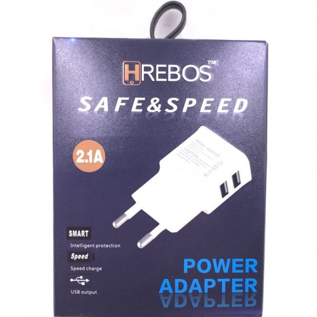 Carregador de Parede Universal Usb Duplo HRebos 2.1A - Branco | Street Case Carregador de Parede Universal Usb Duplo HRebos 2.1A - Branco | Street Case