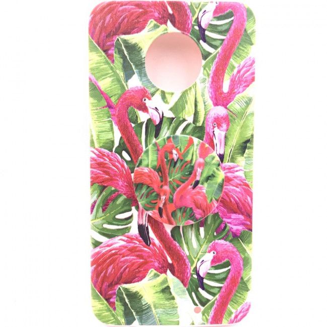 Capa Pop Socket - Flamingos Folhas Pink | Street Case